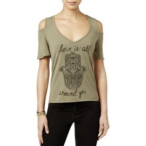 Self Esteem | Tops | Self Esteem Off Shoulder Green High Low Graphic T | Poshmark